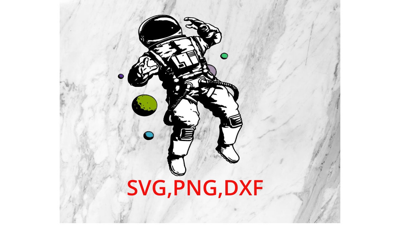 Floating Astronaut PNG SVG DXF File Space Man Rocket Float Planet Moon ...