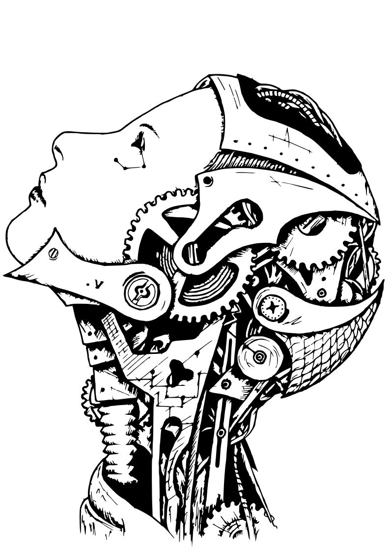 Artificial Intelligence Robot Woman Head SVG PNG DXF File Format Will ...