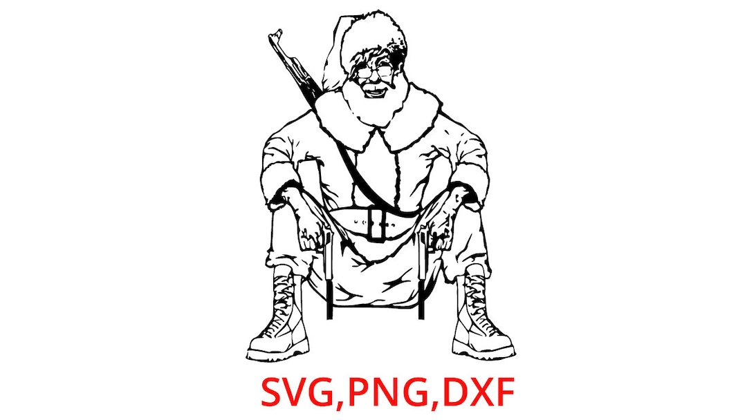 Hunter, Hunting Santa SVG PNG DXF Digital Download. Armed Gun Action ...