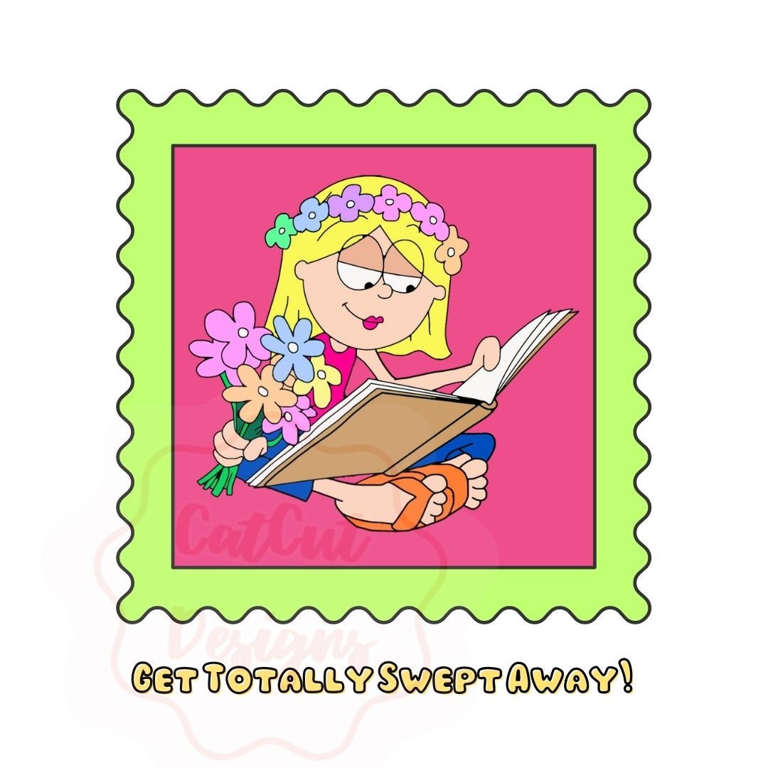 Lizzie Reads More Stamp Book-ish Girly Cartoon PNG Digital Download ...