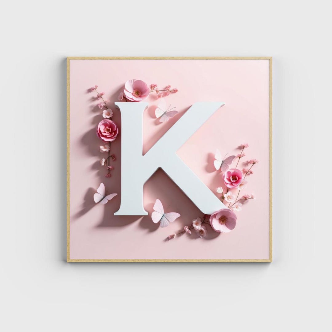 Personalized Elegant Letter K Print, Instant Download Name Portrait ...