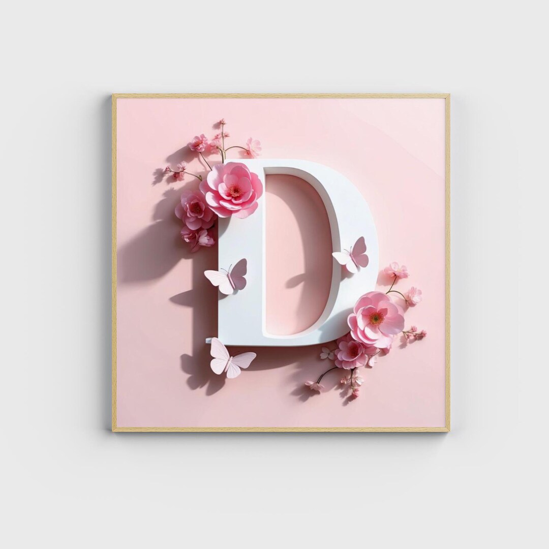 Personalized Elegant Letter D Print, Instant Download Name Portrait ...