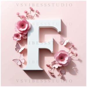 Personalized Floral Letter F Print, Instant Download Elegant Name ...