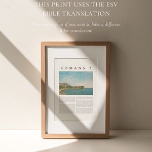 Romans 5 Bible Verse Poster, Romans Scripture Printable Art, Digital ...