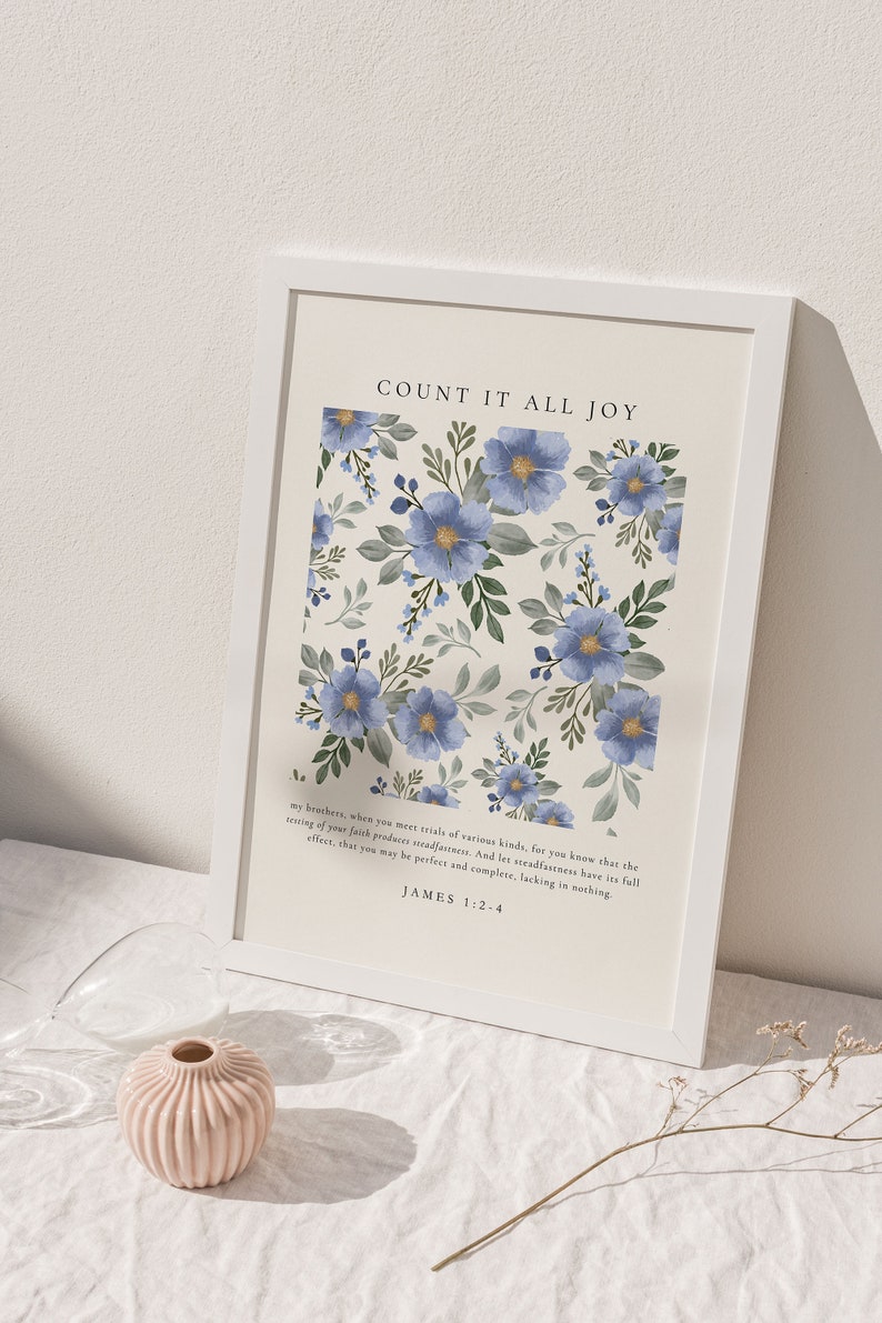 James 1:2-4, Count It All Joy Bible Verse Print, Christian Wall Art ...