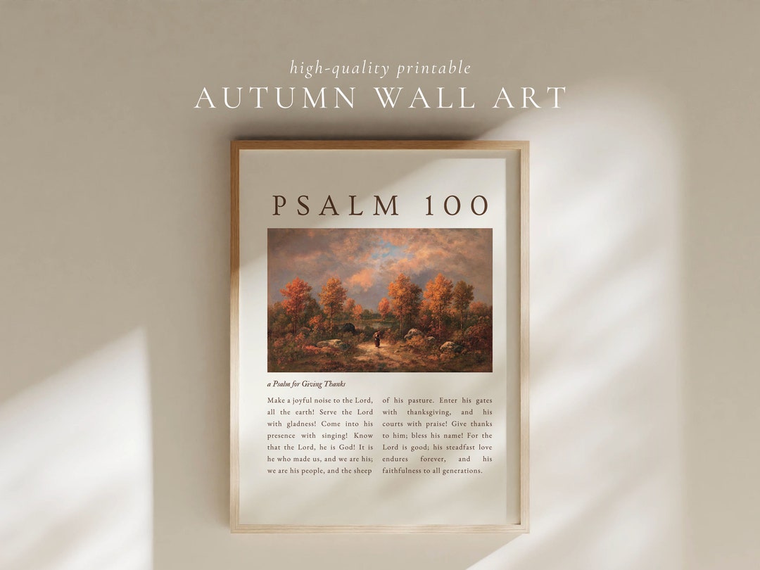 Psalm 100 Wall Art, Vintage Fall Christian Wall Art, Thanksgiving ...