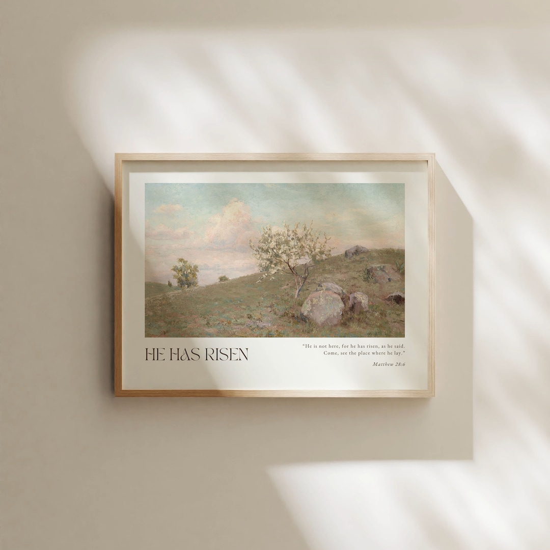 Matthew 28:6, He Has Risen Easter Wall Print, Christian Easter Decor ...