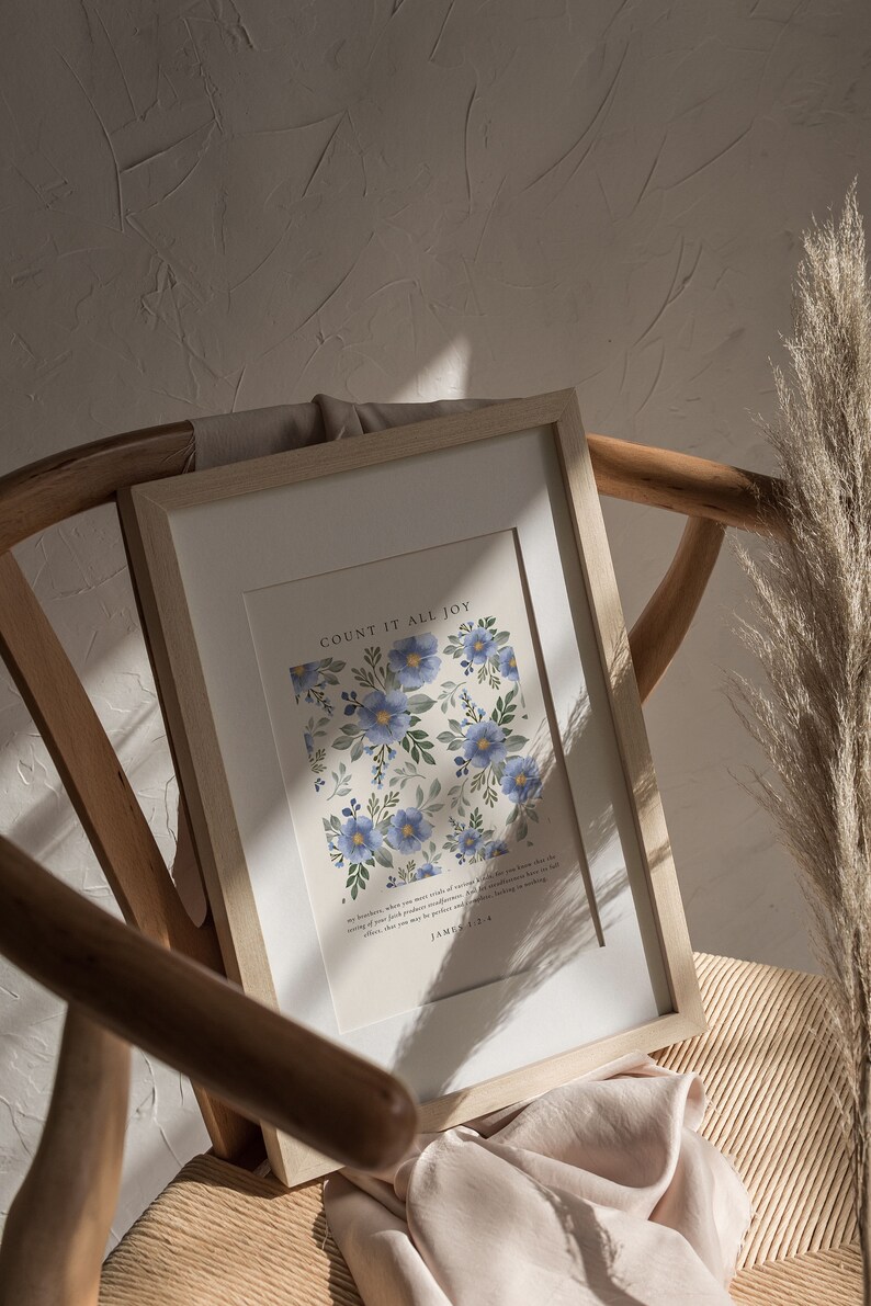 James 1:2-4, Count It All Joy Bible Verse Print, Christian Wall Art ...
