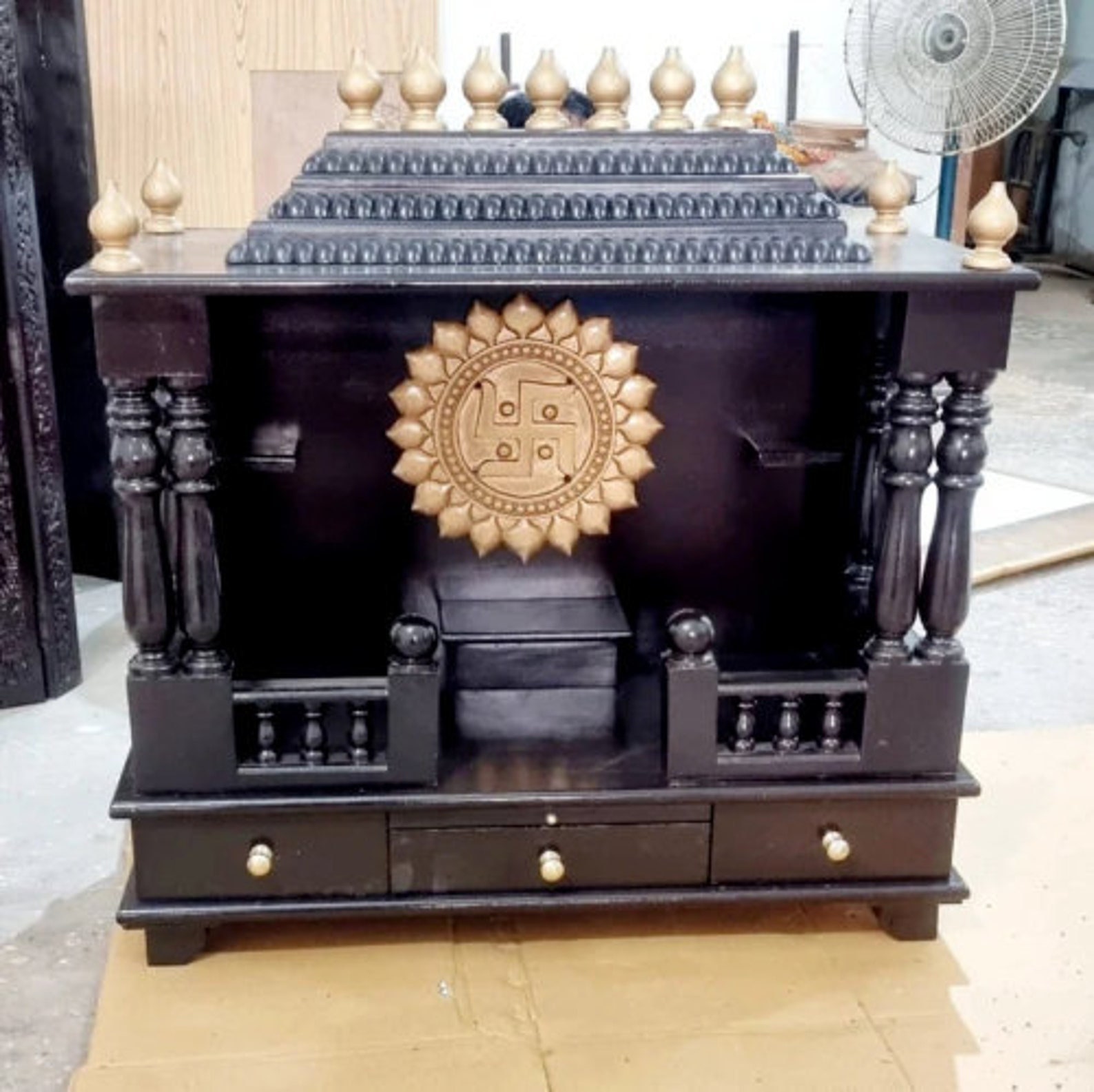 Wooden Temple Temples & Shrines ( 72" H, 36 " W, 18" D) Hand Pooja ...