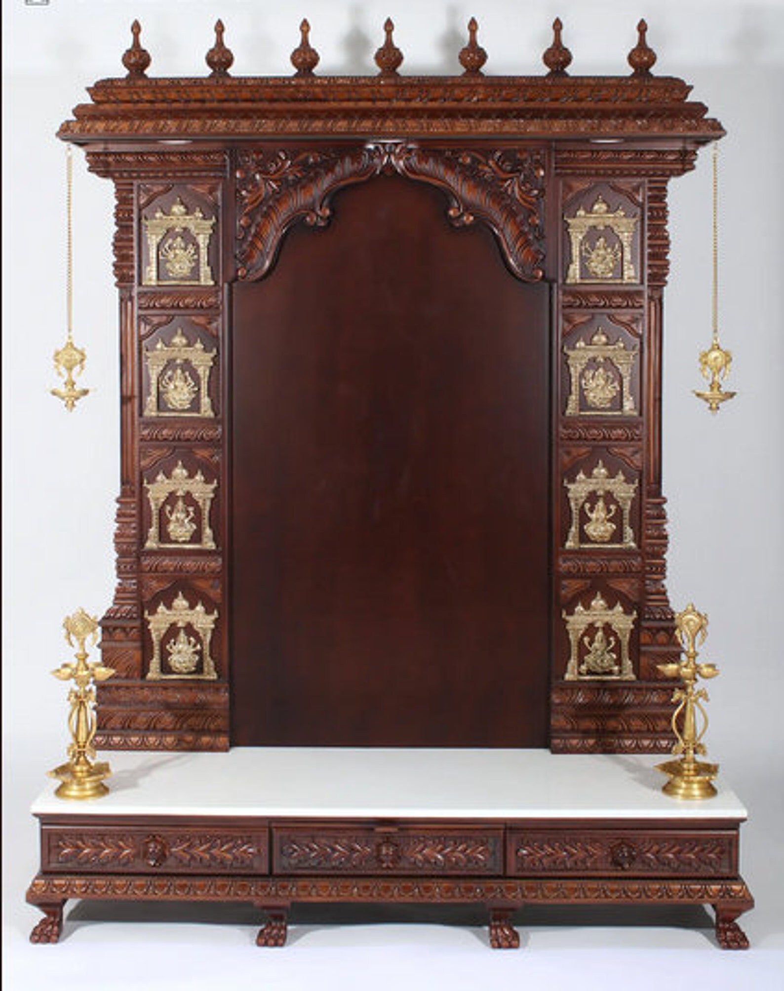 Wooden Temple Home Temple/ashta Lakshmi Designer Temple With Brass ...