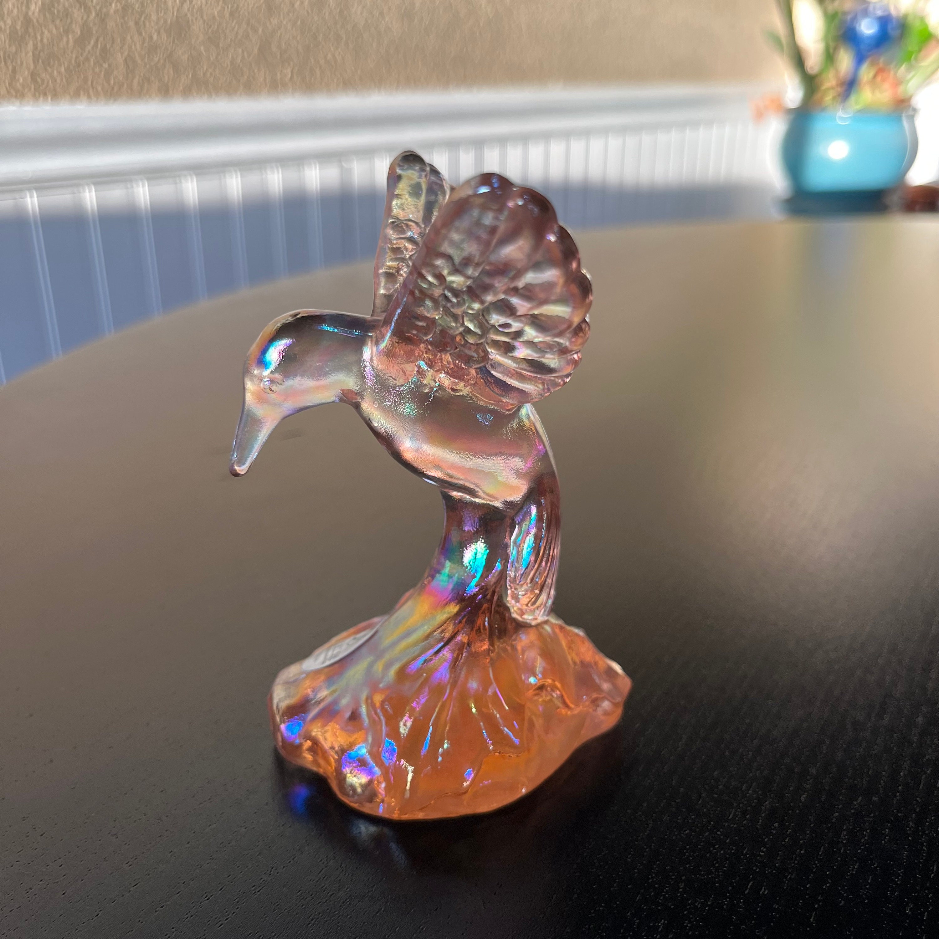 Vintage Fenton Iridescent Pink Glass Hummingbird Figurine W/sticker - Etsy