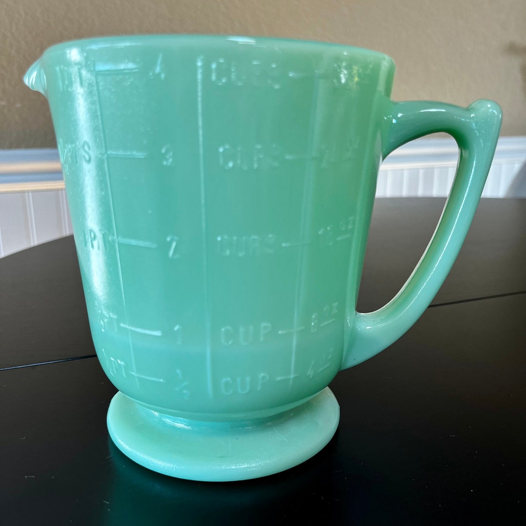 Jadeite Glass Large 4 Cup Measuring Cup Pitcher W/ Markers - Etsy