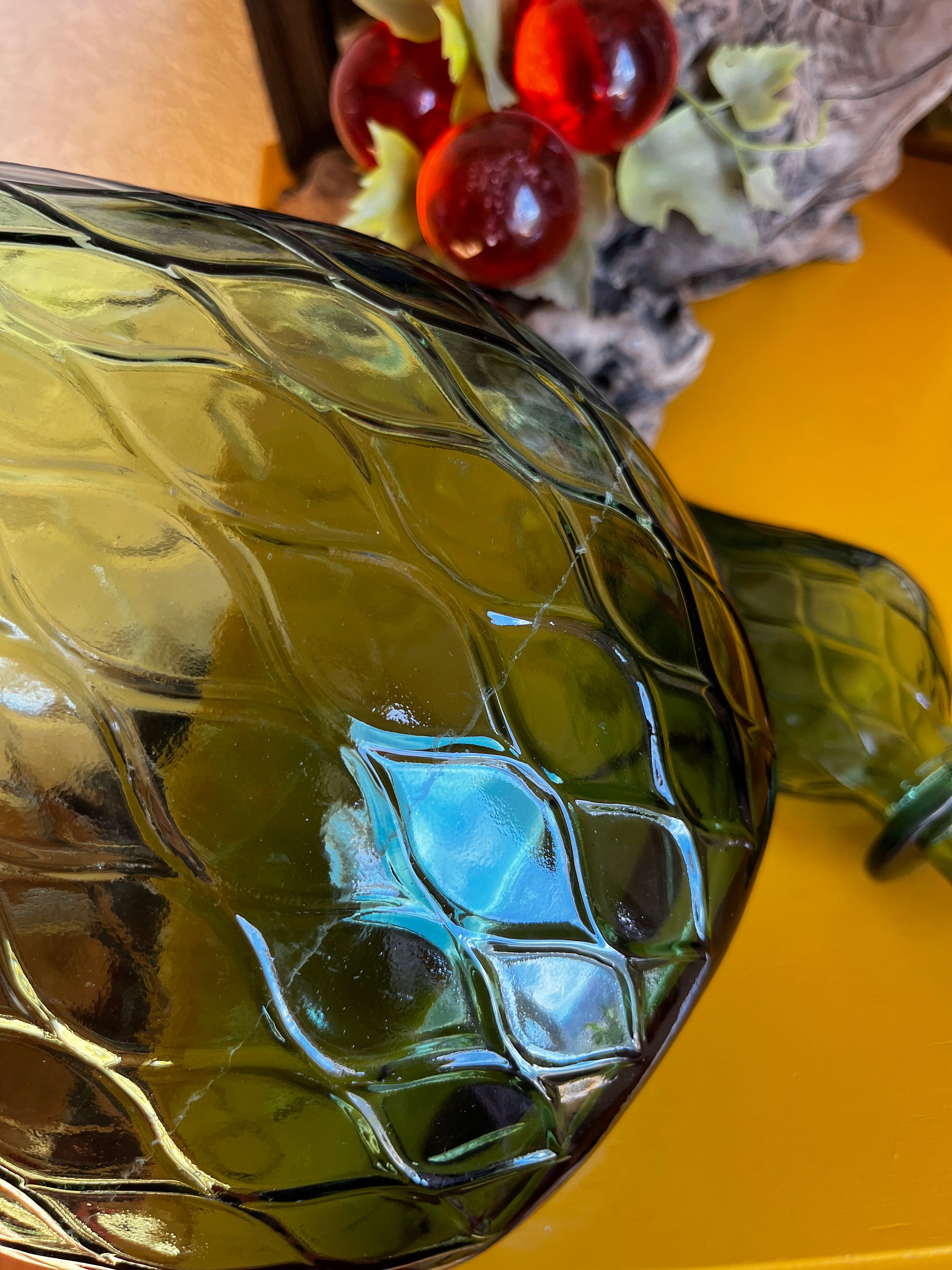 Vintage Quilted Empoli Glass Green Genie Bottle Decanter With Stopper ...