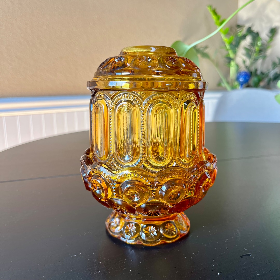 Vintage LE Smith Amber Glass Moon and Stars Fairy Lamp - Etsy