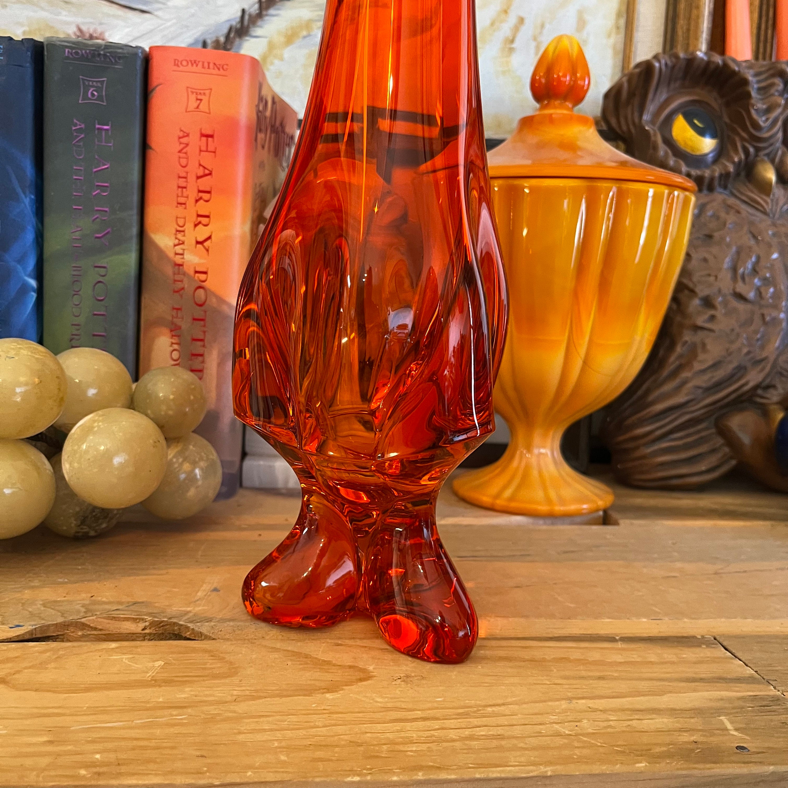 Vintage Viking EPIC Tri Foil Three Leg Toe Persimmon Glass 26 1/4 Vase ...