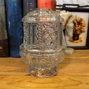 Vintage Indiana Glass Clear Two-piece Fairy Lamp W/embossed Starburst ...