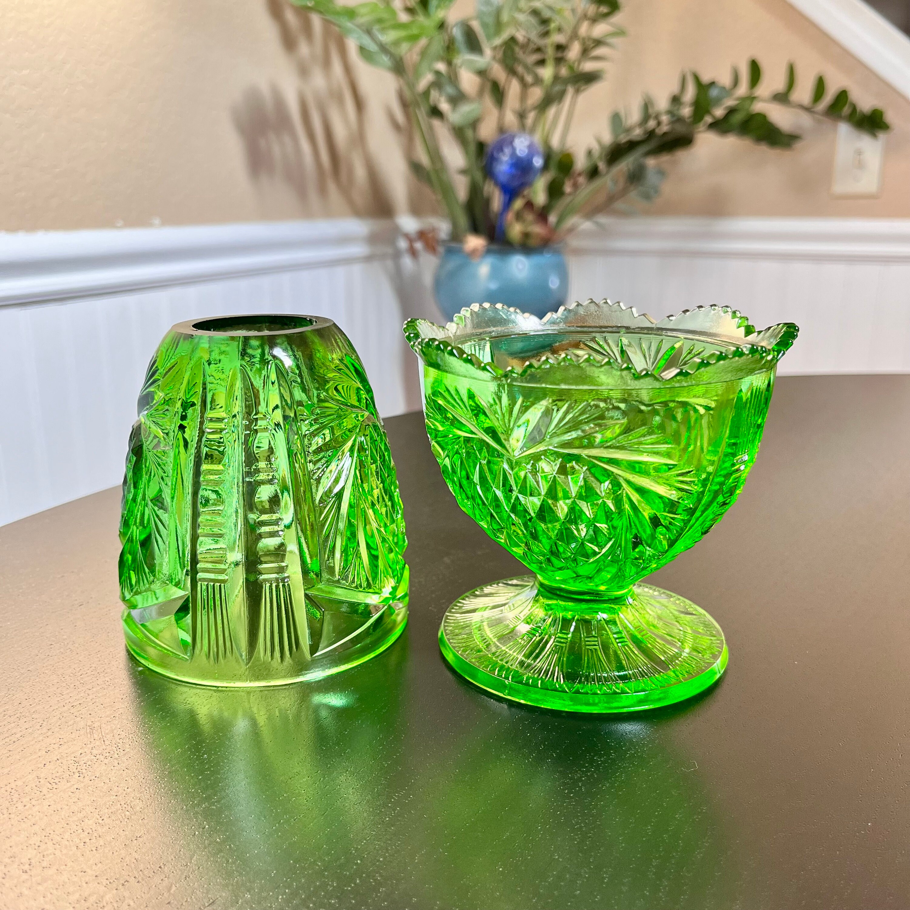 Vintage Fenton Green Pineapple Heart Fairy Lamp Tea Light - Etsy