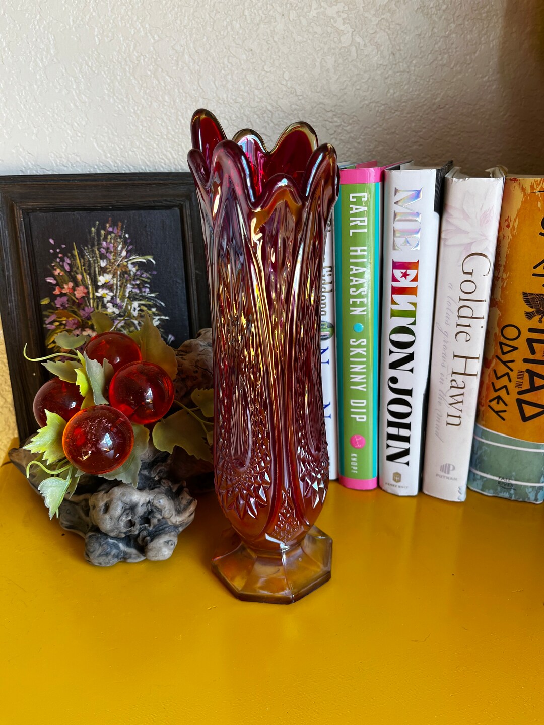 Vintage Indiana Glass Co Heirloom Carnival Glass Swung Vase - Etsy