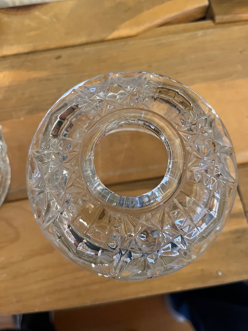 Vintage Indiana Glass Clear Two-piece Fairy Lamp W/embossed Starburst ...