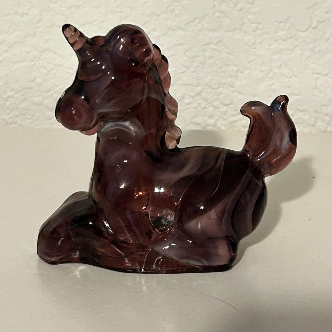Vintage Boyd Glass Amethyst Slag "little Luck" Unicorn – 1985 – Signed ...