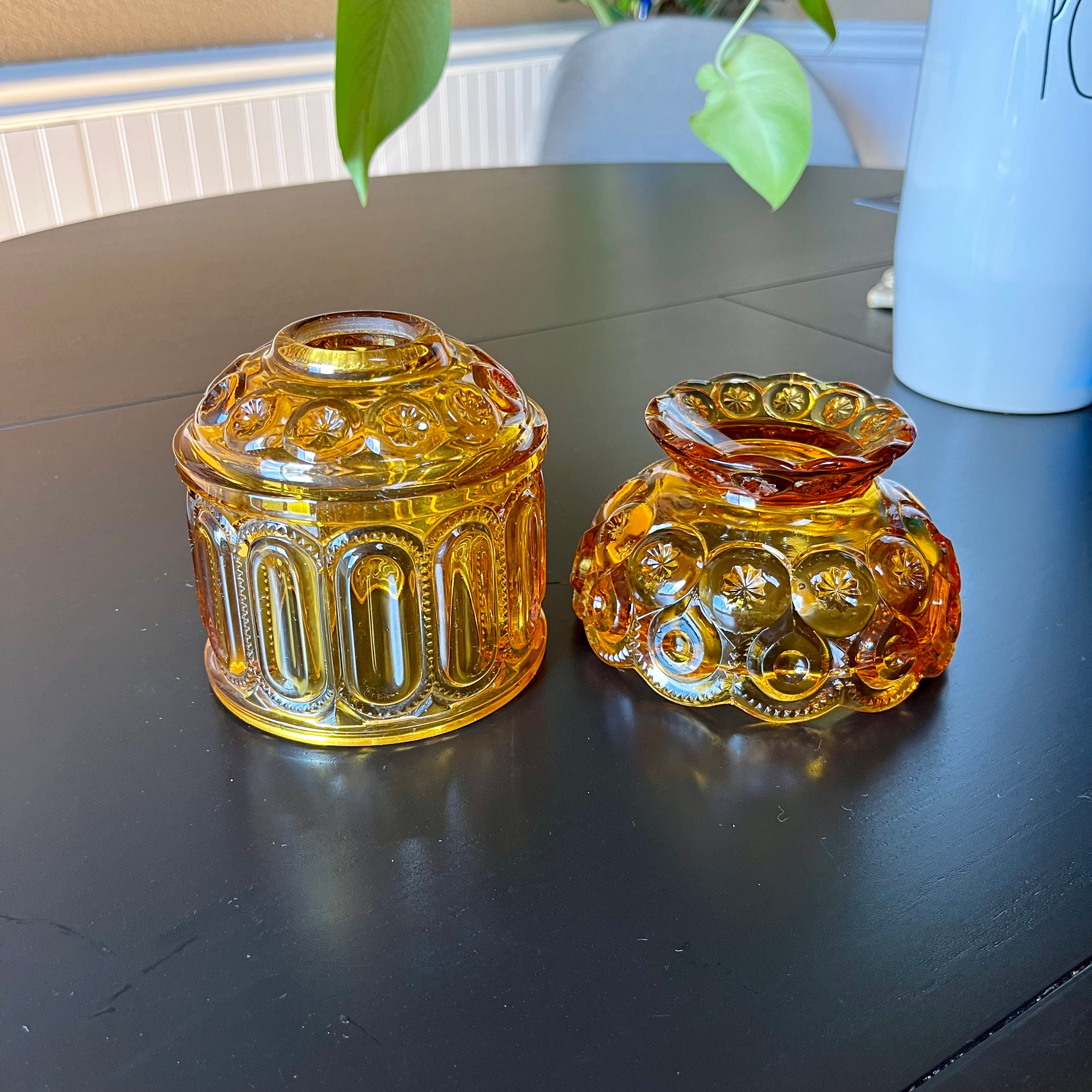 Vintage LE Smith Amber Glass Moon and Stars Fairy Lamp - Etsy