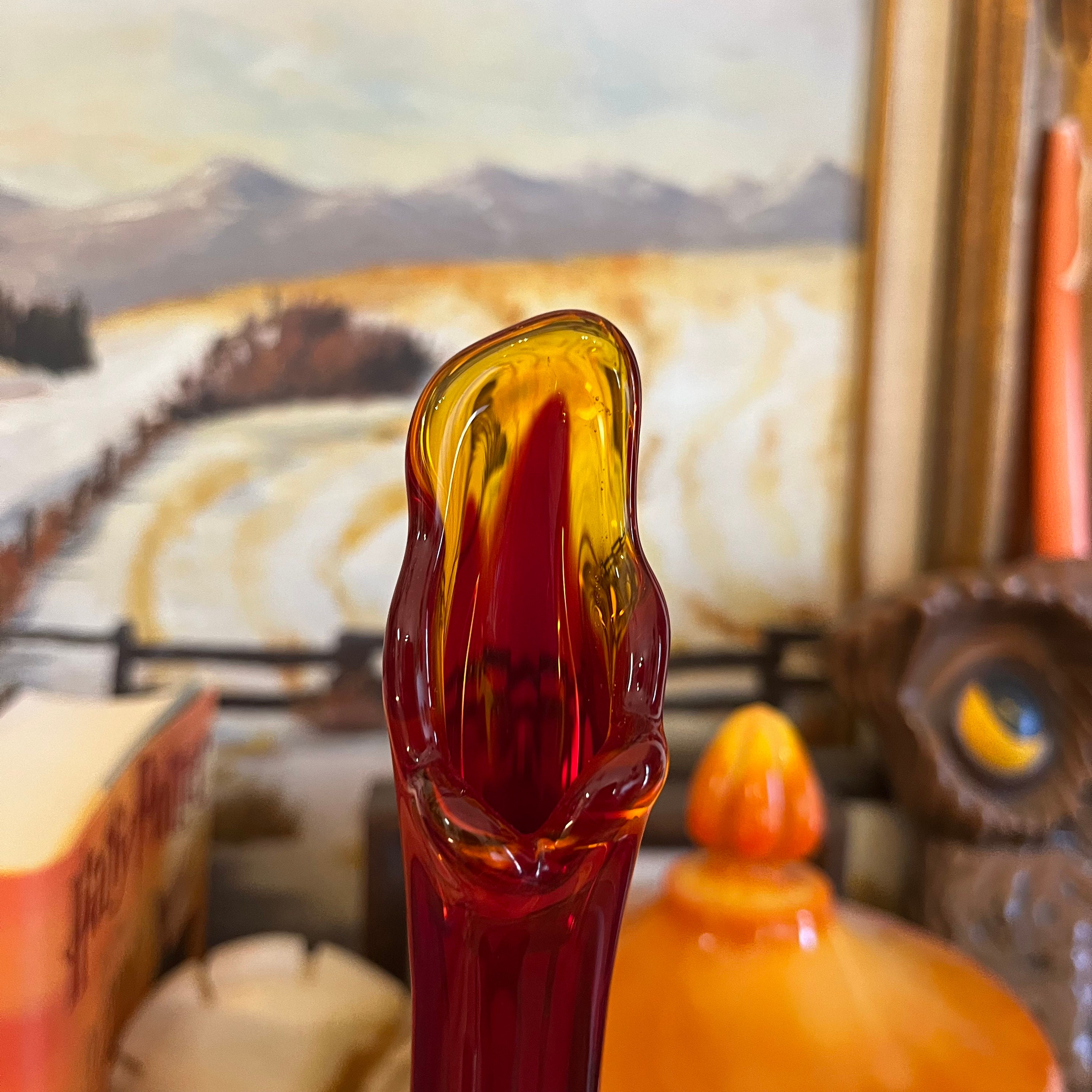 Vintage MCM Viking Epic Column Glass Red 14 Swung Vase - Etsy