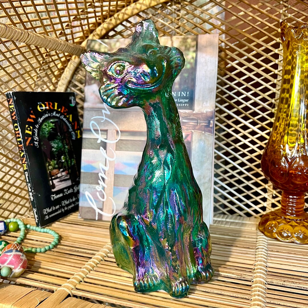 Vintage Fenton Contemporary Spruce Green Carnival Glass, 1999 2000 W ...