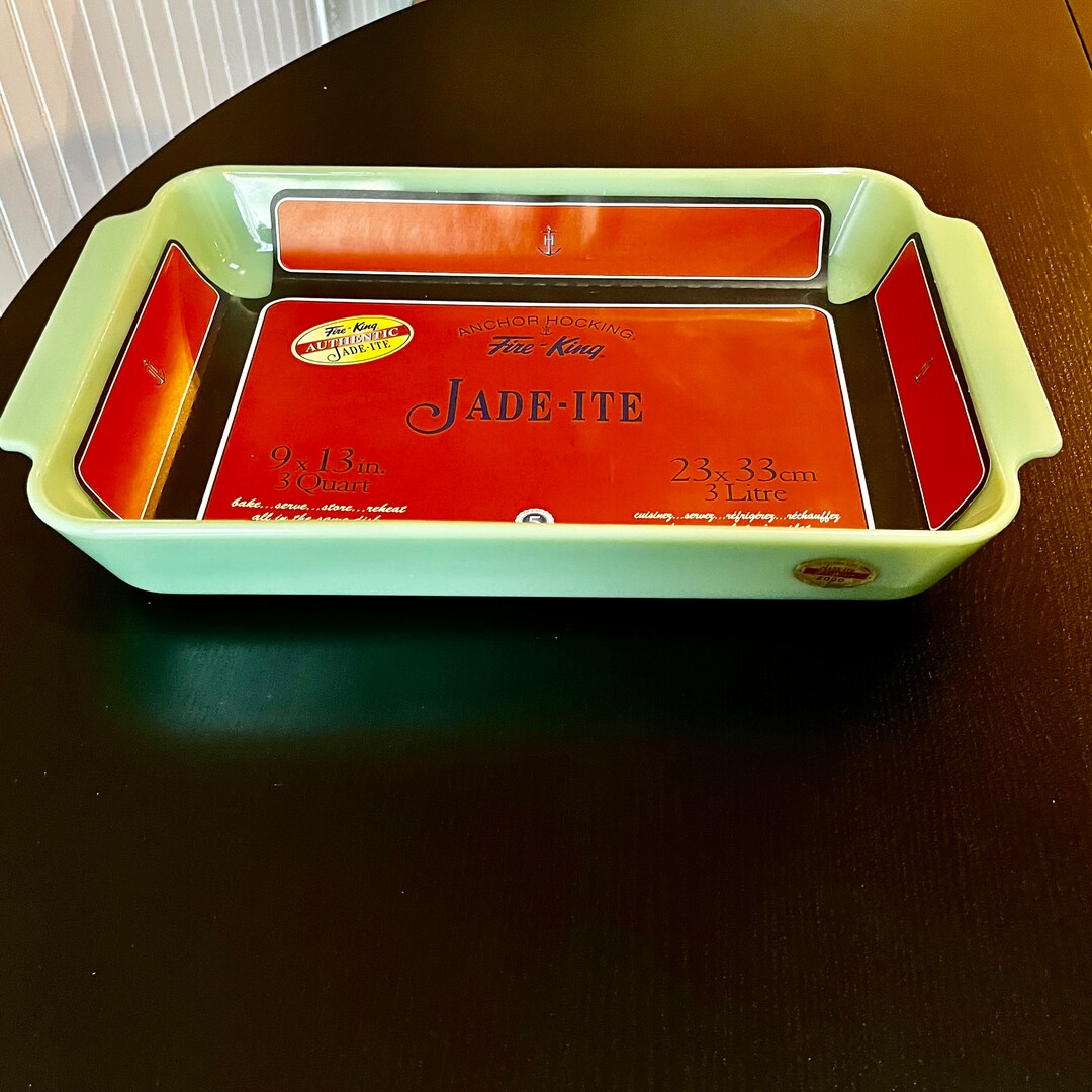 Vintage Anchor Hocking Fire King 2000 Jadeite 9 X 13 Baking Casserole ...