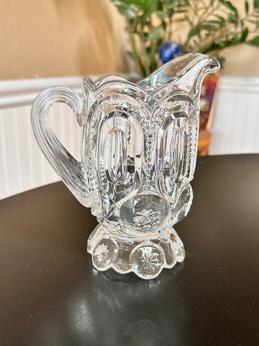 Vintage L.E. Smith Crystal Glass Moon and Stars Creamer Pitcher - Etsy