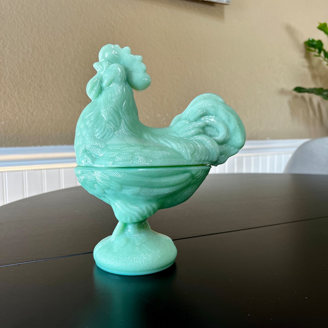 Mosser Glass Jadeite Glass Large Standing Rooster - Etsy