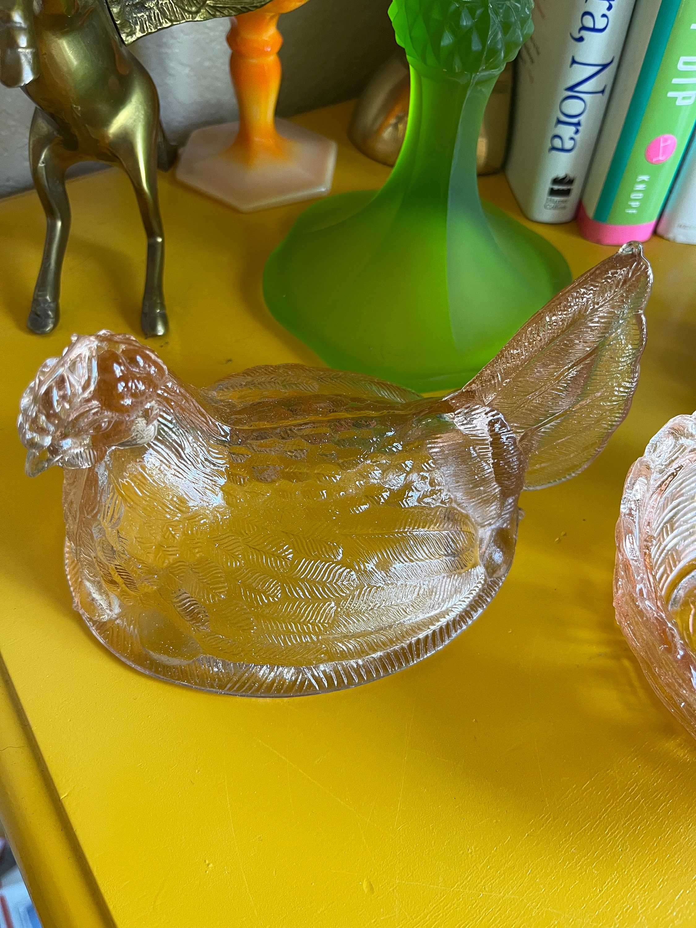 Vintage Mosser/lg Wright Pink Clear Glass 7-inch Hen on Nest - Etsy