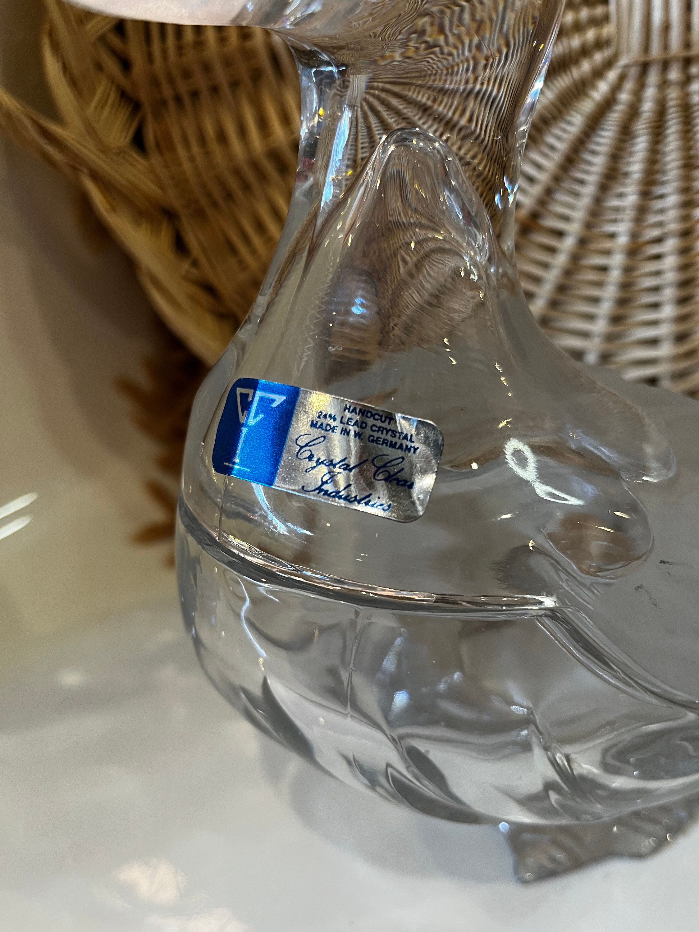 Vintage Crystal Glass Industries Hand Cut 24% Lead Crystal Duck Covered ...