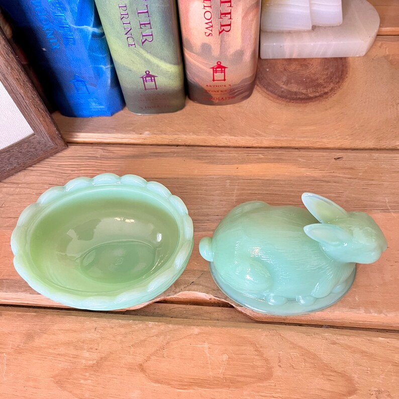 Mosser Glass Bunny on Nest Jadeite USA - Etsy