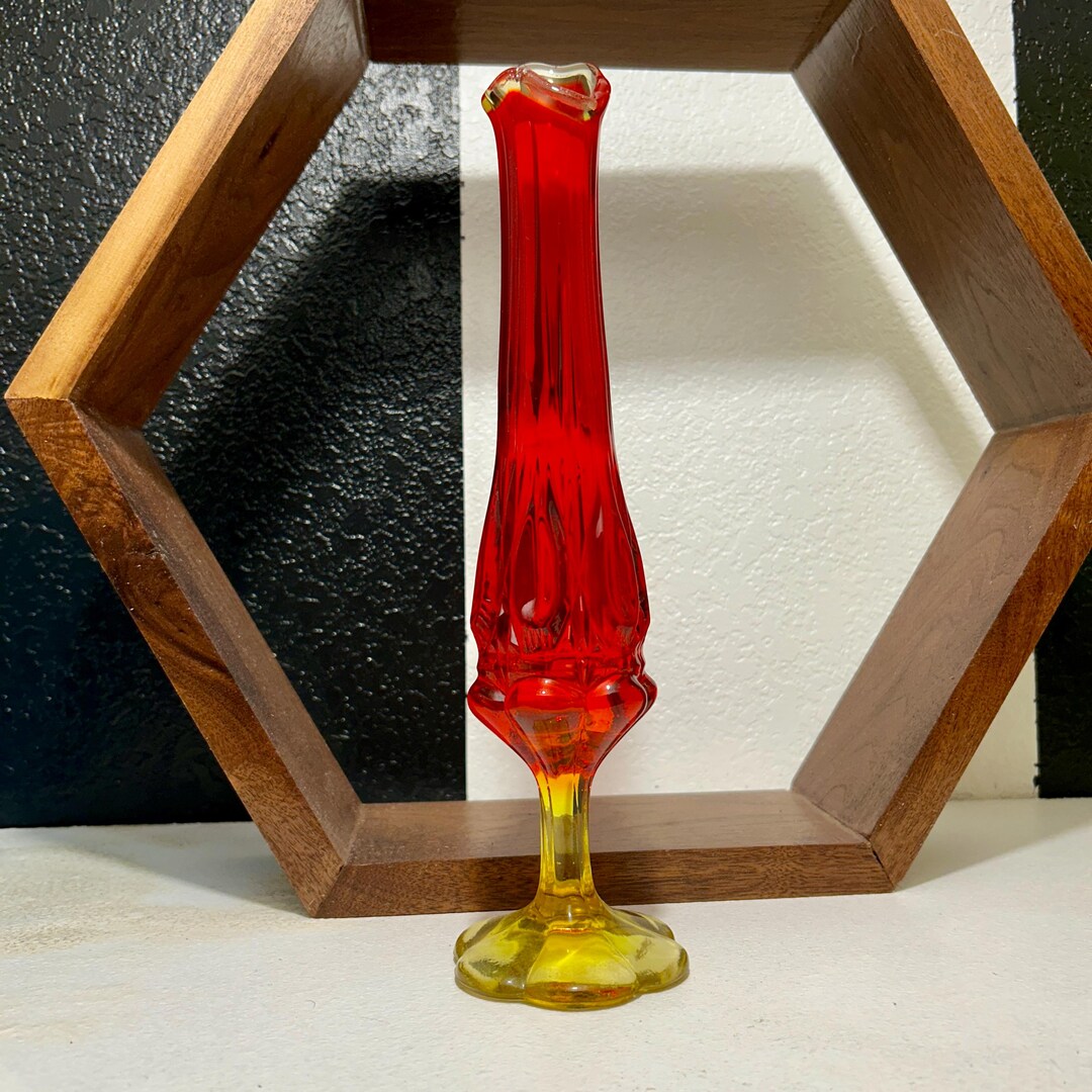 Vintage MCM Kanawha Glass Amberina Bullseye and Daisy Pedestal Swung ...