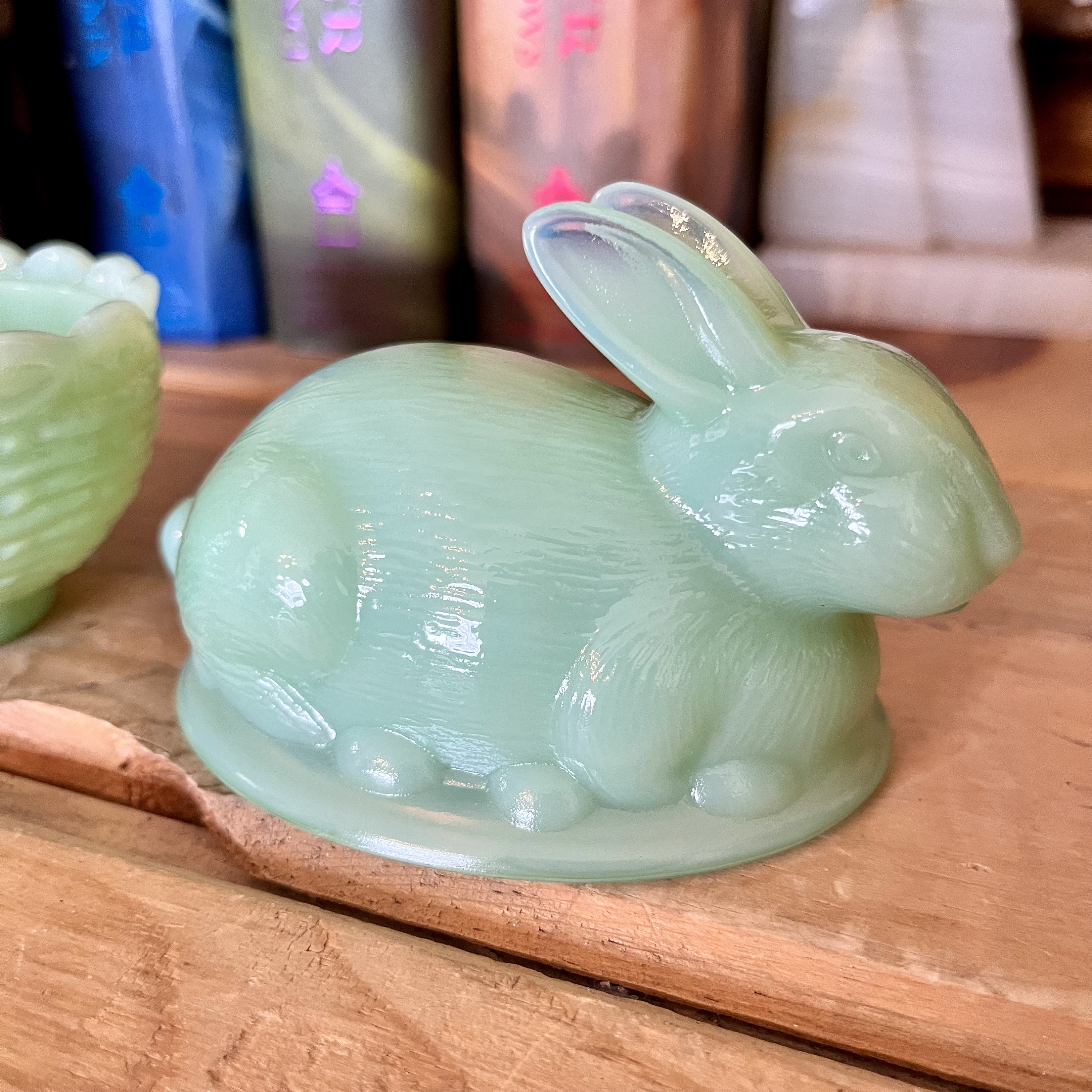 Mosser Glass Bunny on Nest Jadeite USA - Etsy