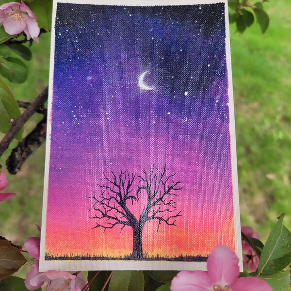 Purple Tree Painting - Etsy