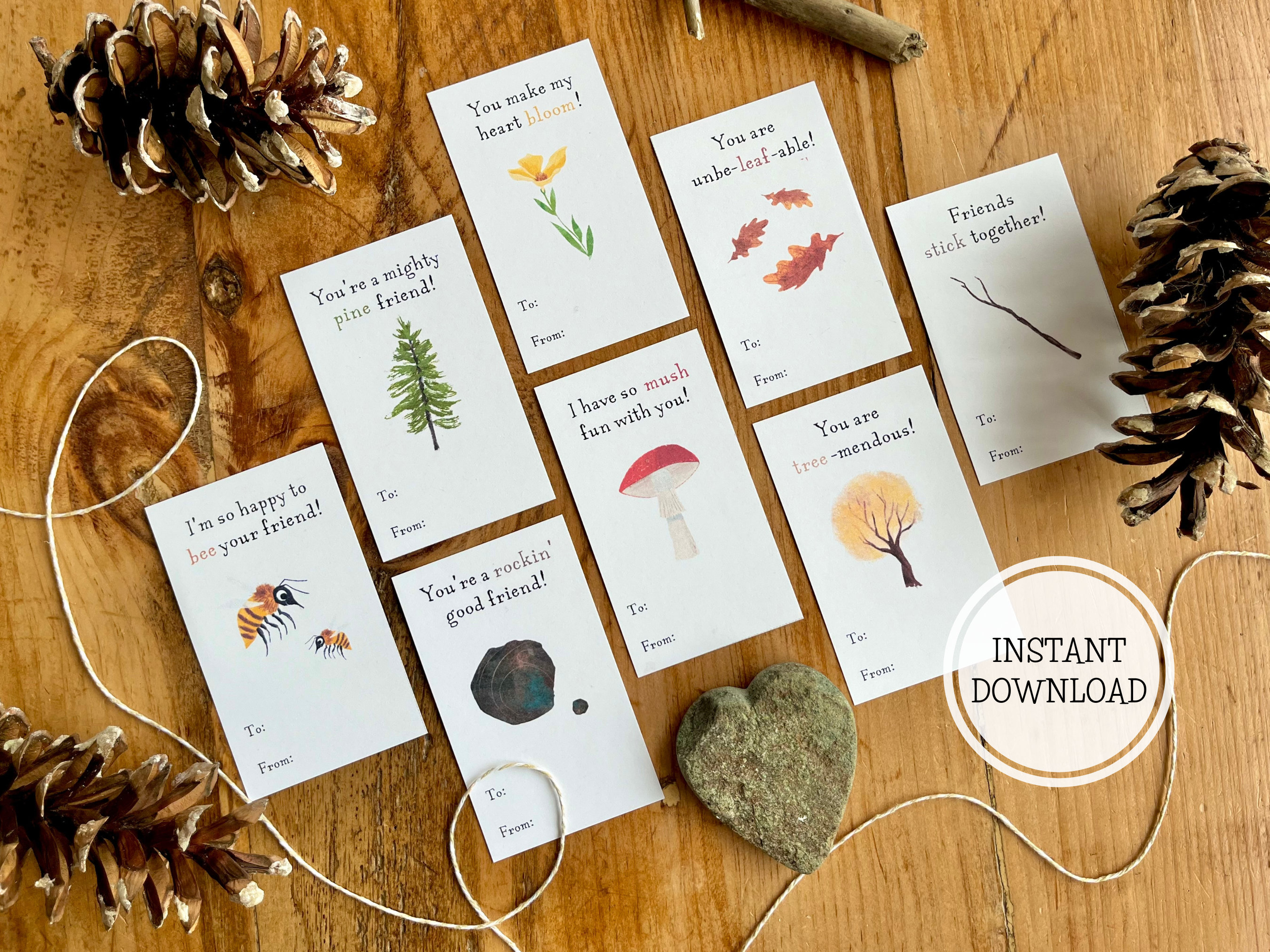 Nature Valentine's Day Cards - Printable | Nature Puns | Woodland ...