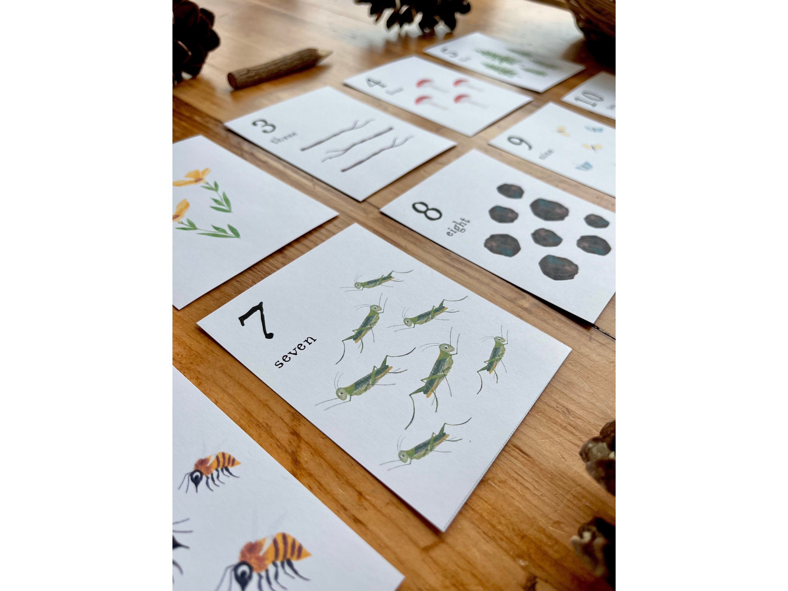 Nature Number Cards 1-10 Printable Counting Cards Montessori Waldorf ...