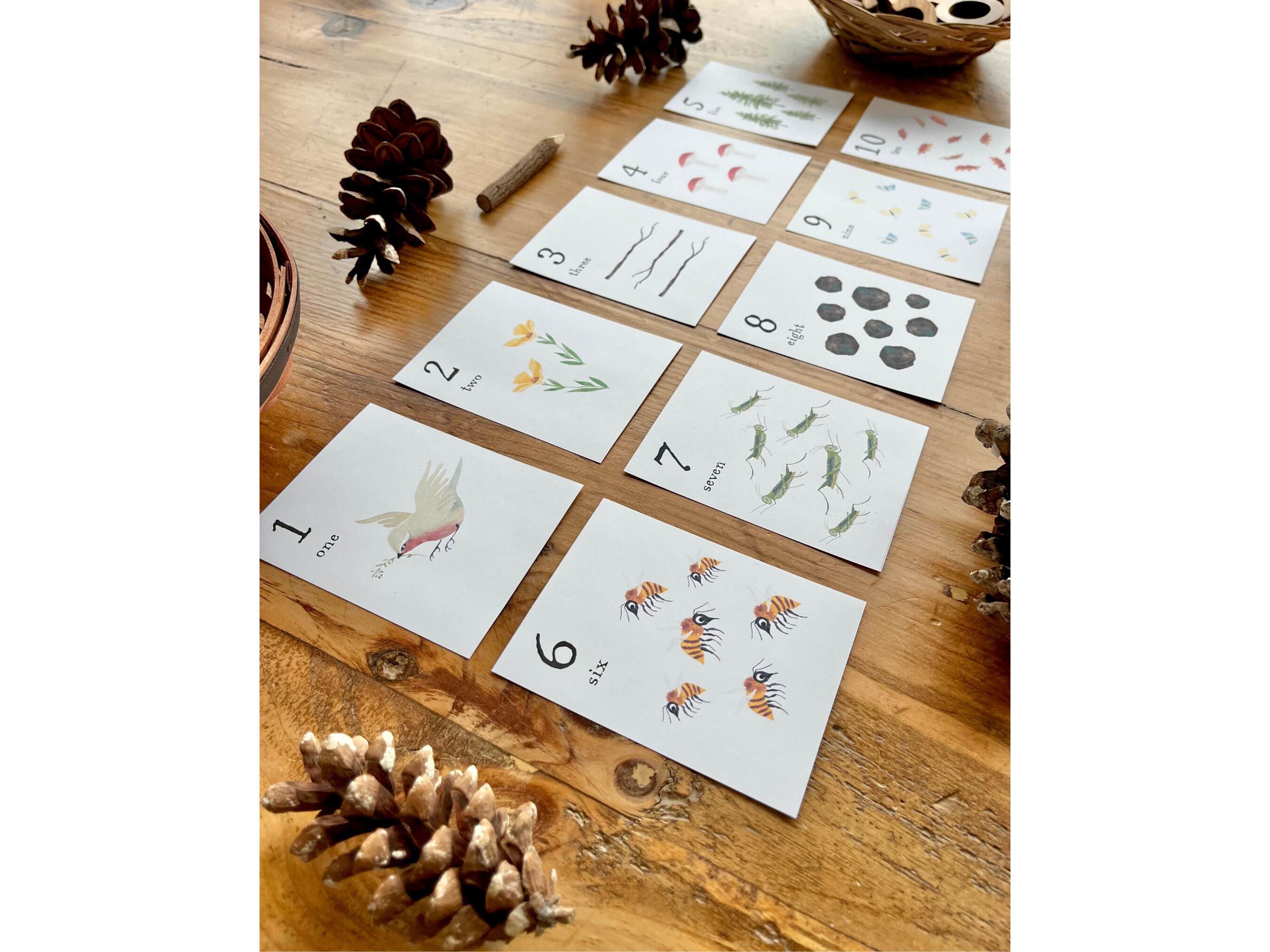 Nature Number Cards 1-10 Printable Counting Cards Montessori Waldorf ...