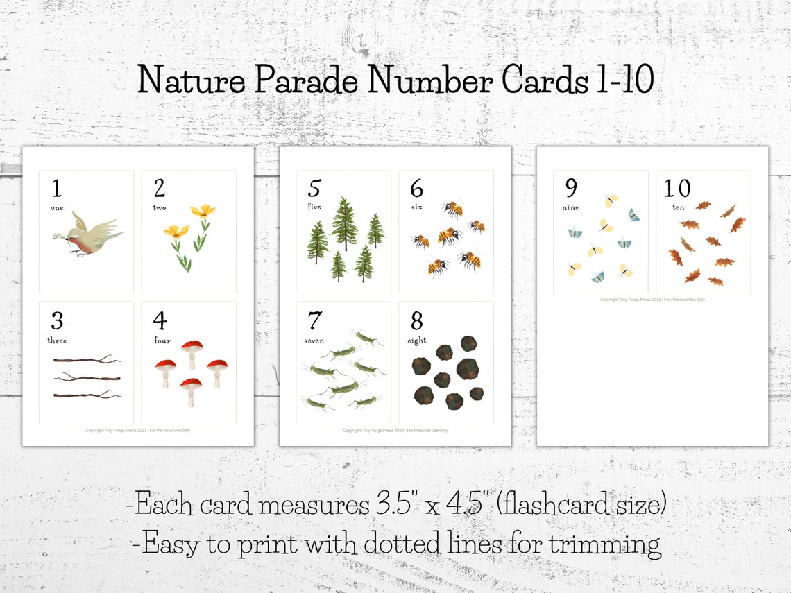 Nature Number Cards 1-10 PRINTABLE | Counting Cards | Montessori ...