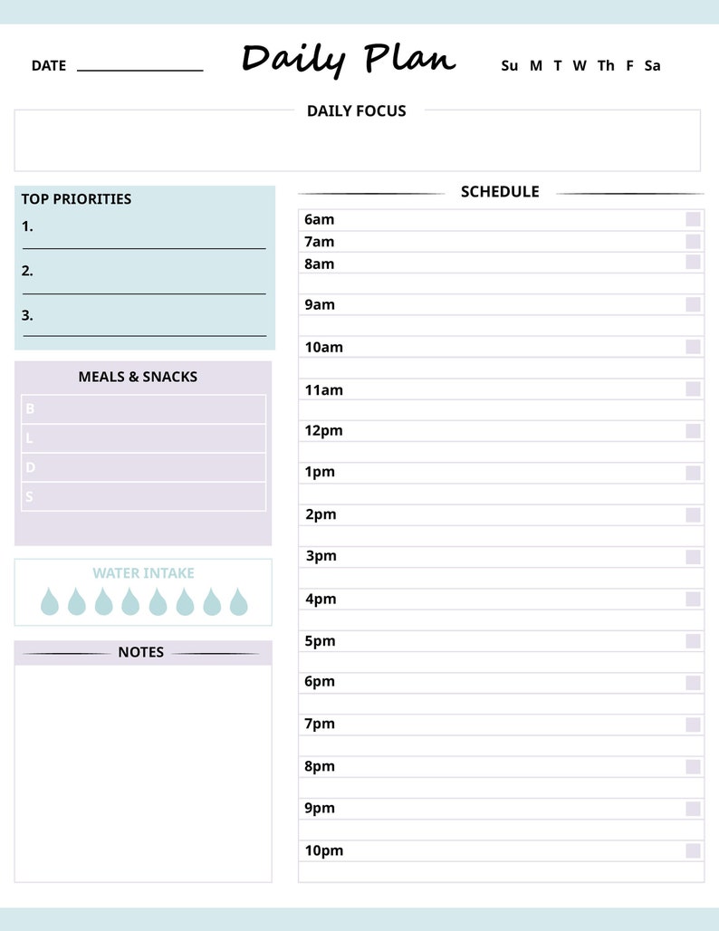 Daily Planner, Instant Download, Printable, Editable - Etsy