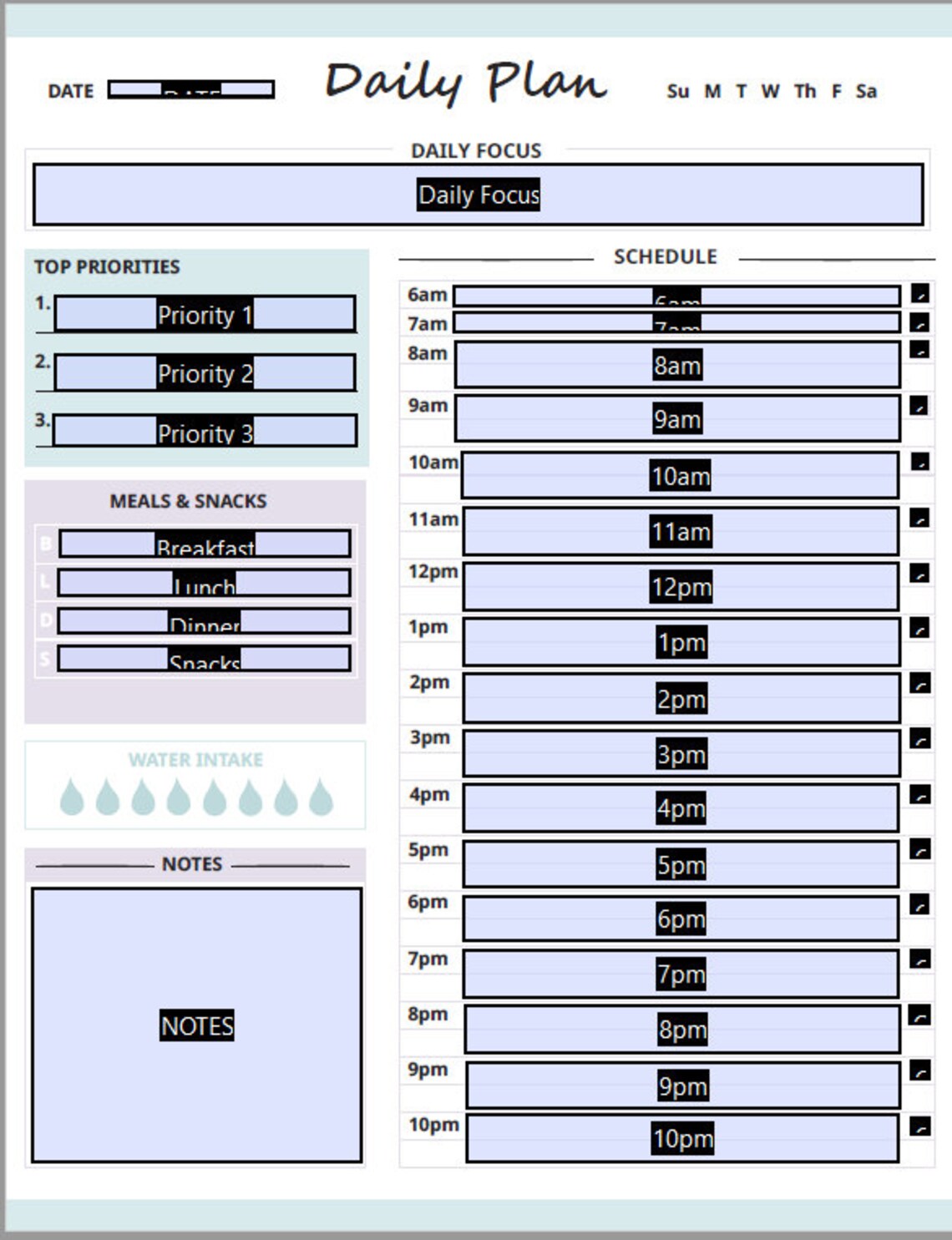 Daily Planner, Instant Download, Printable, Editable - Etsy