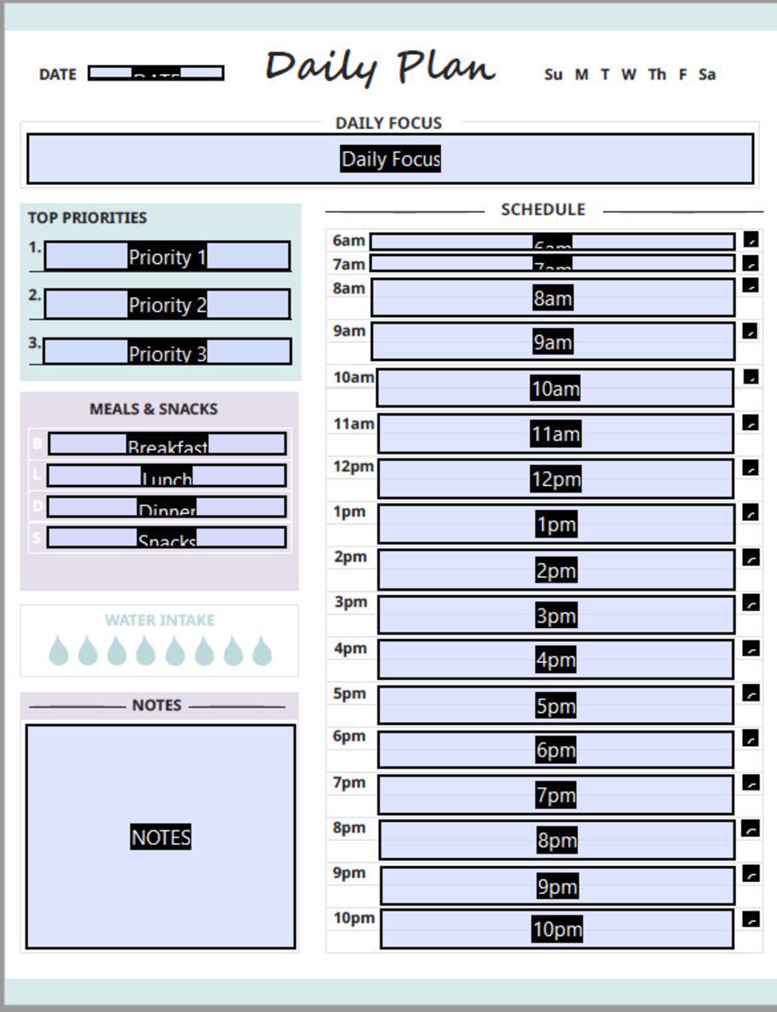 Daily Planner, Instant Download, Printable, Editable - Etsy