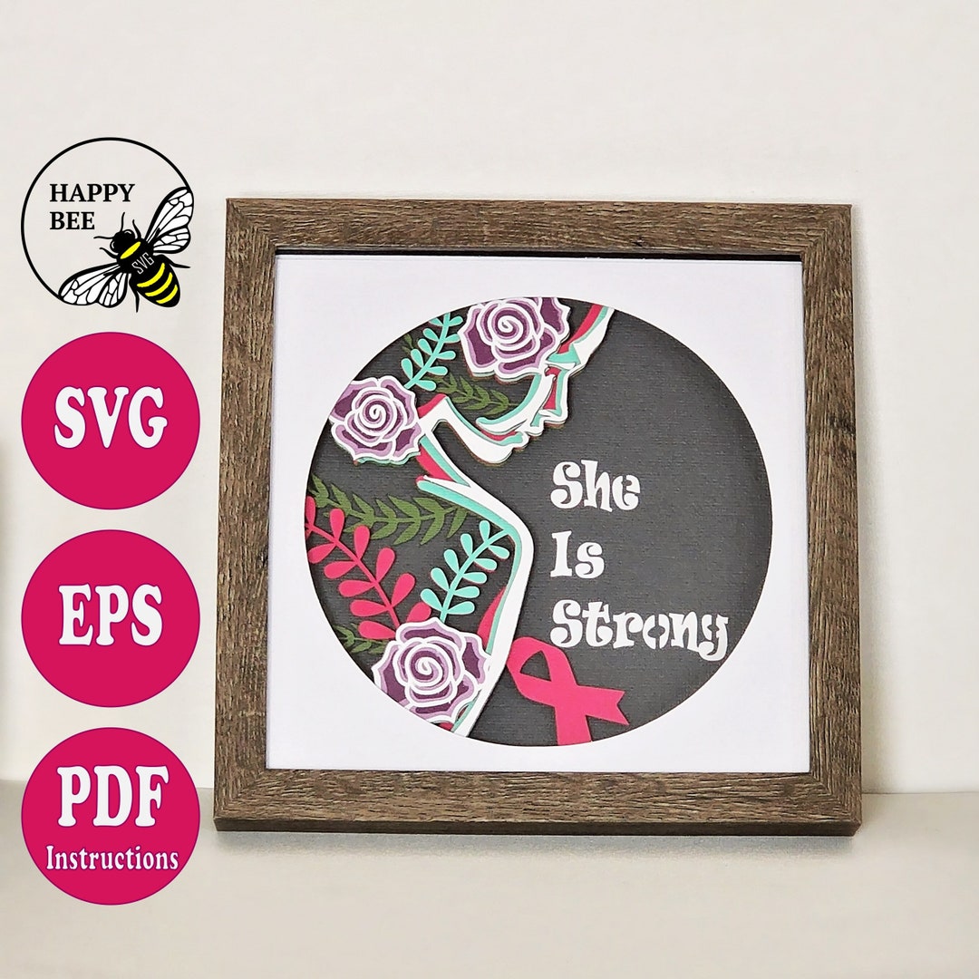 Woman- She is Strong Shadow Box SVG File, 3D SVG, Layered Shadow Box ...