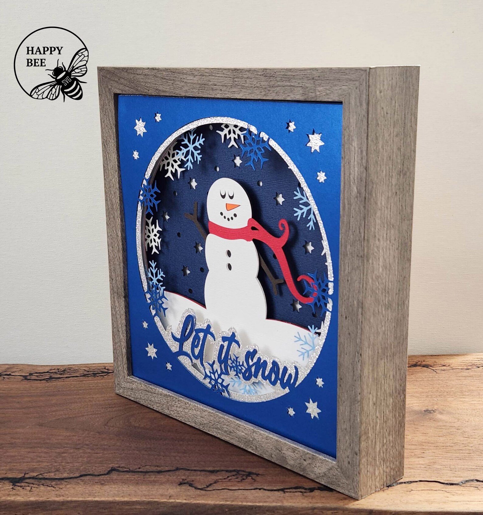 Let It Snow, Snowman Shadow Box SVG File, 3D SVG, Layered Shadow Box ...