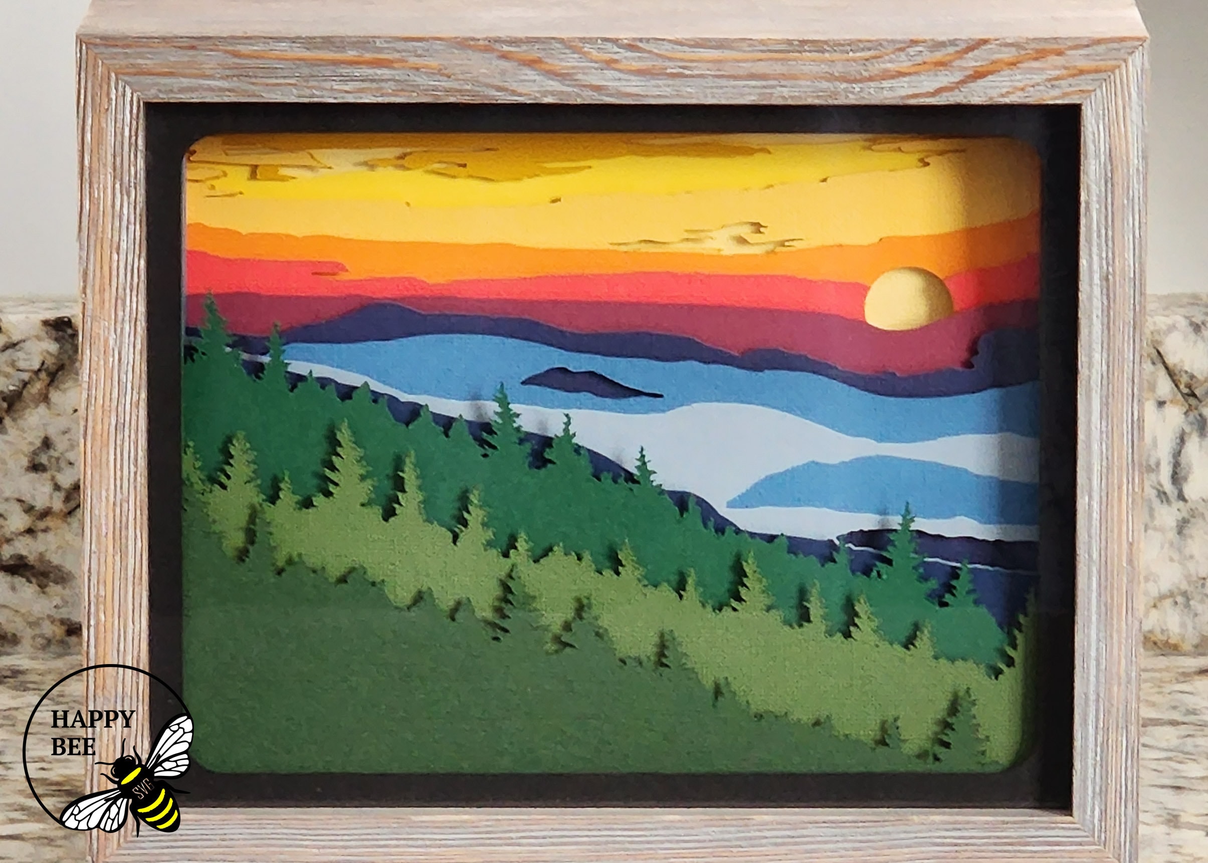 Smoky Mountain Sunset Shadow Box SVG File, 3D SVG, Layered Shadow Box ...