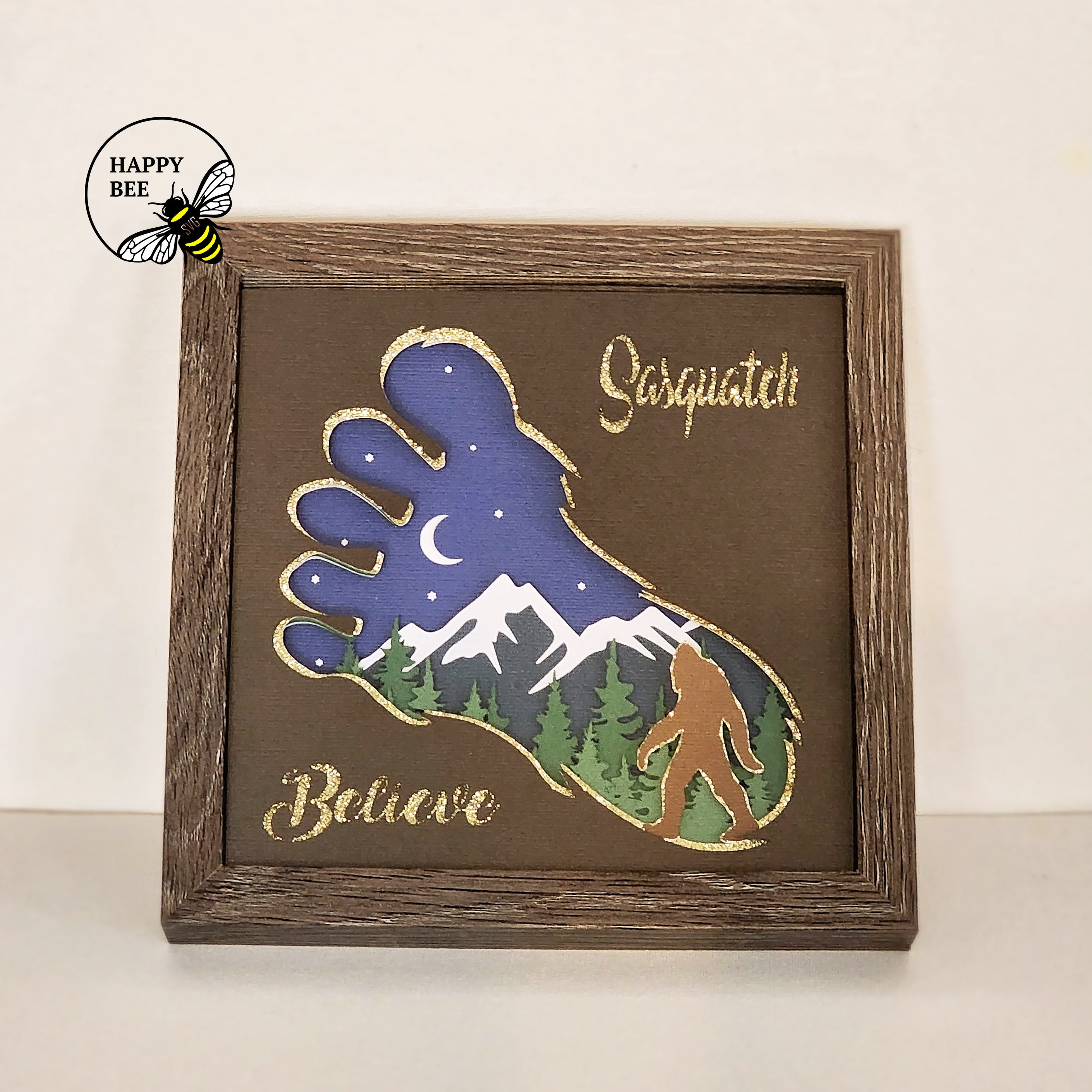 Sasquatch Big Foot Shadow Box SVG File, 3D, Layered Shadow Box ...