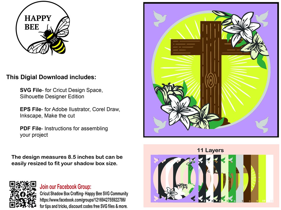 Cross Shadow Box SVG File, 3D SVG, Layered Shadow Box, Easter, Lillies ...