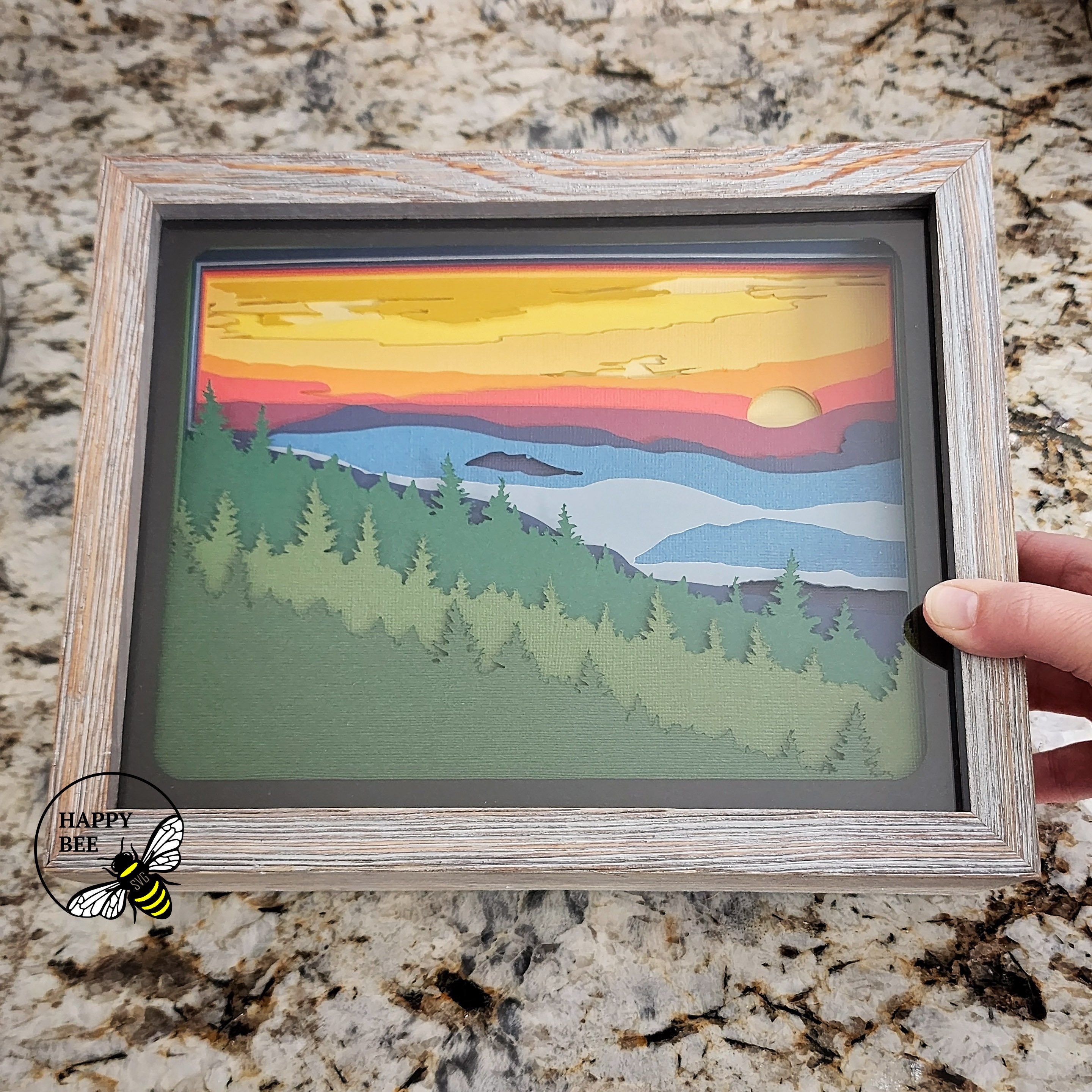 Smoky Mountain Sunset Shadow Box SVG File, 3D Layered Papercut (digital ...