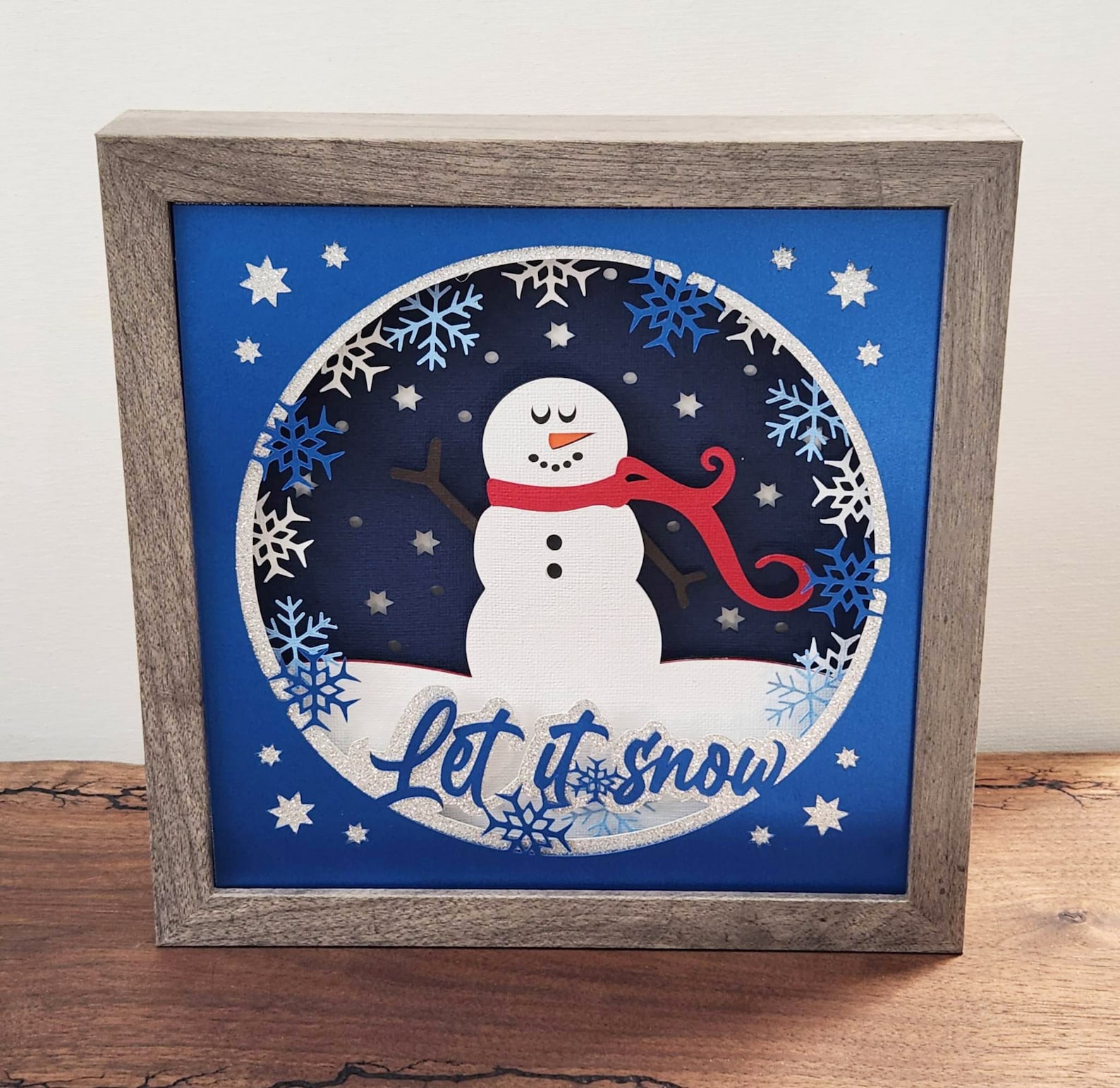 Let It Snow, Snowman Shadow Box SVG File, 3D SVG, Layered Shadow Box ...